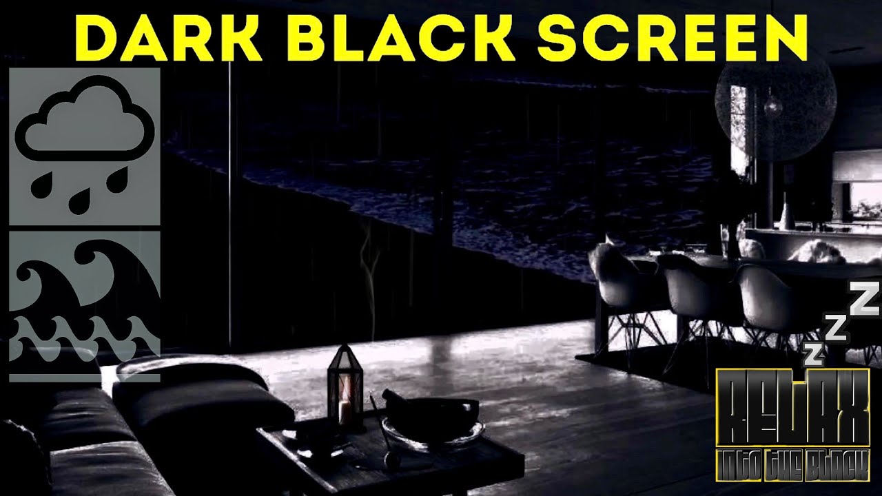 Rain - Dark Ocean Waves - Tibetan Singing Bowls - Dark Black Screen ...