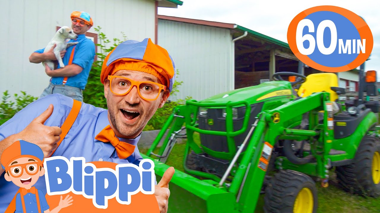 Blippi Rides a Tractor with A PUPPY | Blippi Vehicles | Learning Videos ...