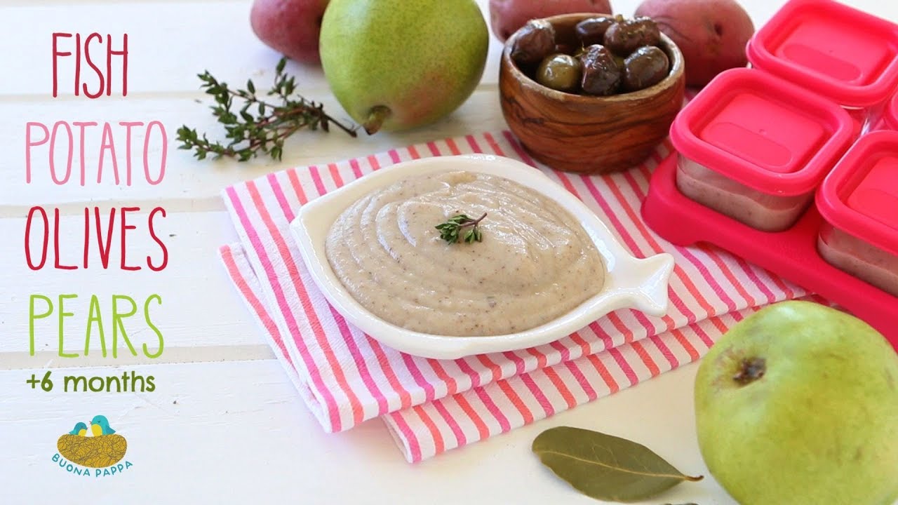 Baked White Fish with Potatoes Olives Pears - baby food recipe +6M ...