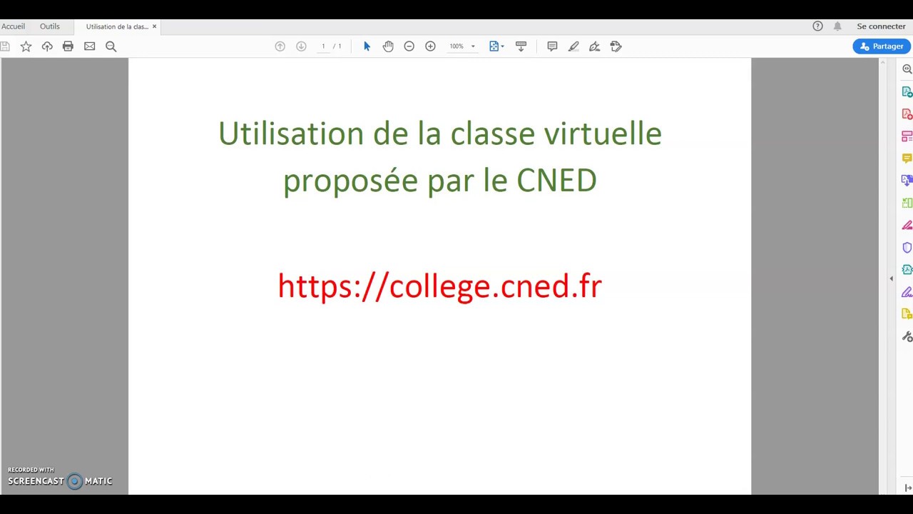 Classe virtuelle CNED - mode d'emploi - YouTube