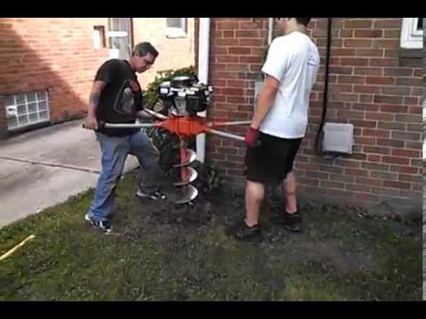 Using a two-man auger at Dennis's #2 - YouTube