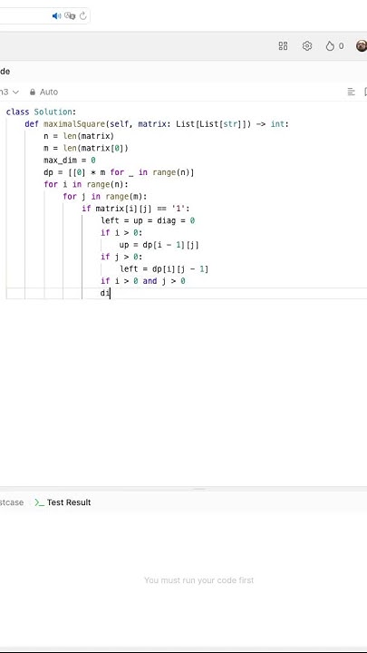 Leetcode #221: Maximal Square #python#programming #leetcode #leetcodepython #leetcodesolution ...