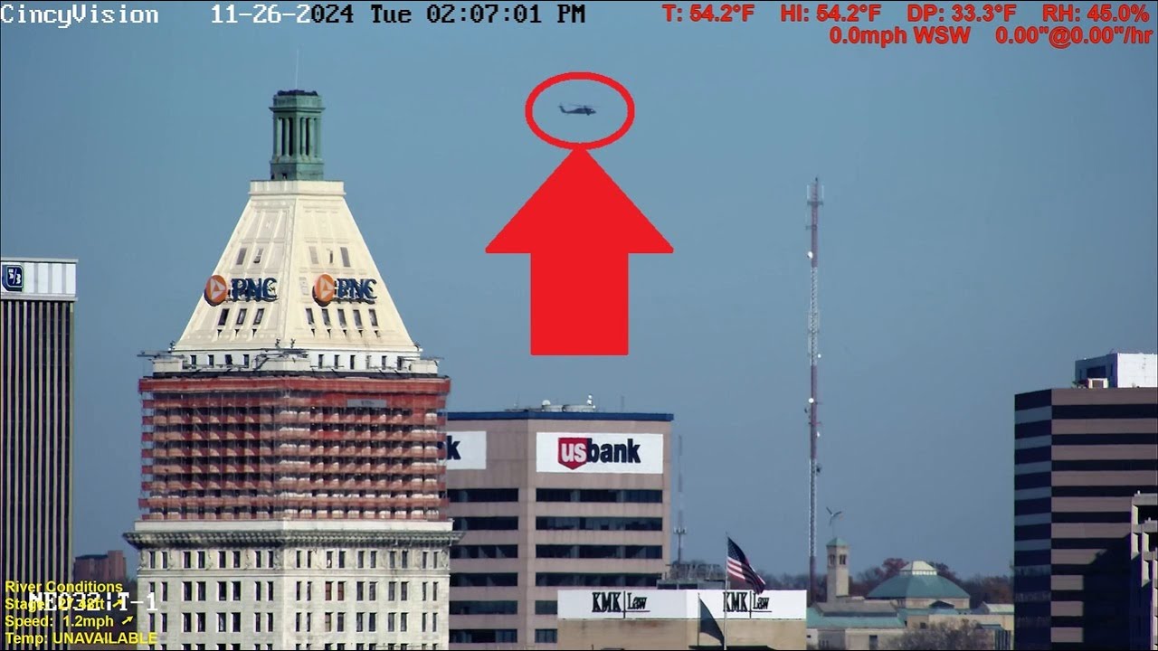 Sikorsky UH-60 Black Hawk Helicopter Flying Around Cincinnati and ...