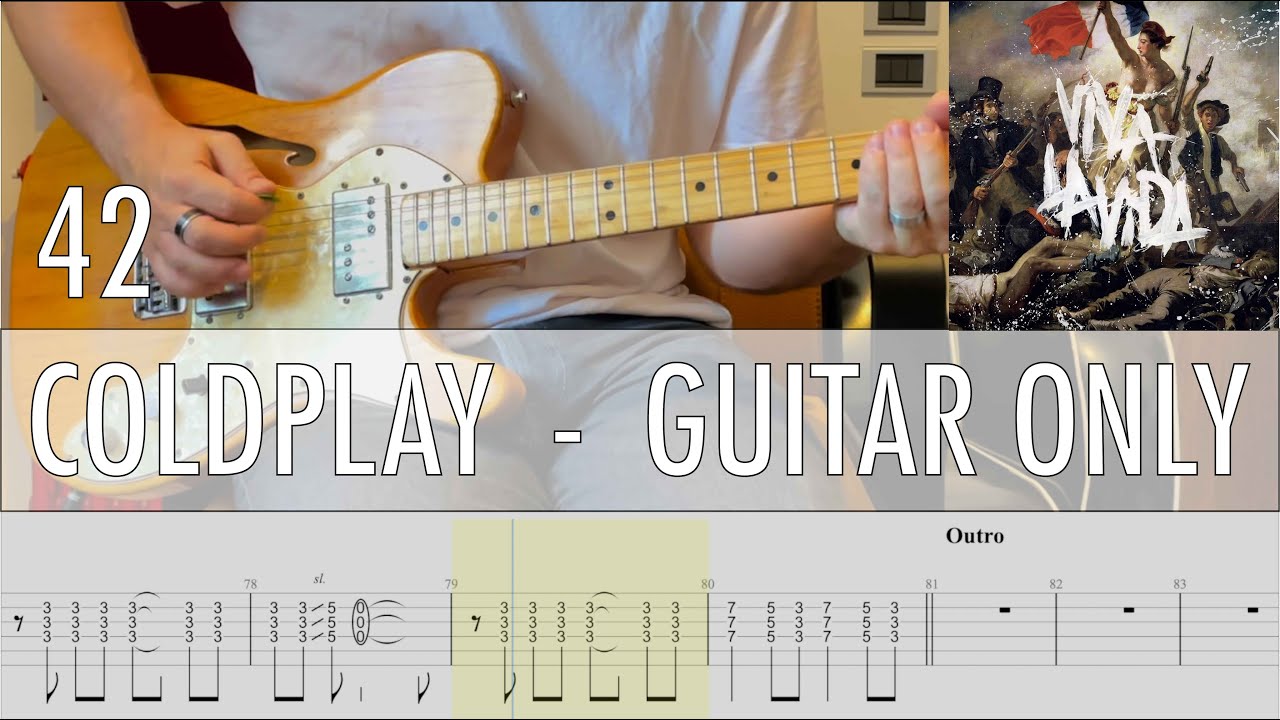 GUITAR ONLY • 42 Coldplay Cover • Guitar Tab • Tutorial • Lesson - YouTube