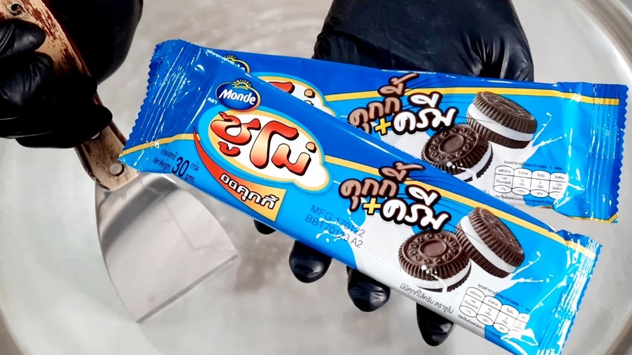 ซูโม่ มินิคุกกี้ครีมผสมนม-ไอติมผัด-#ASMR!Sumo Mini Cookies Cream&Milk ...