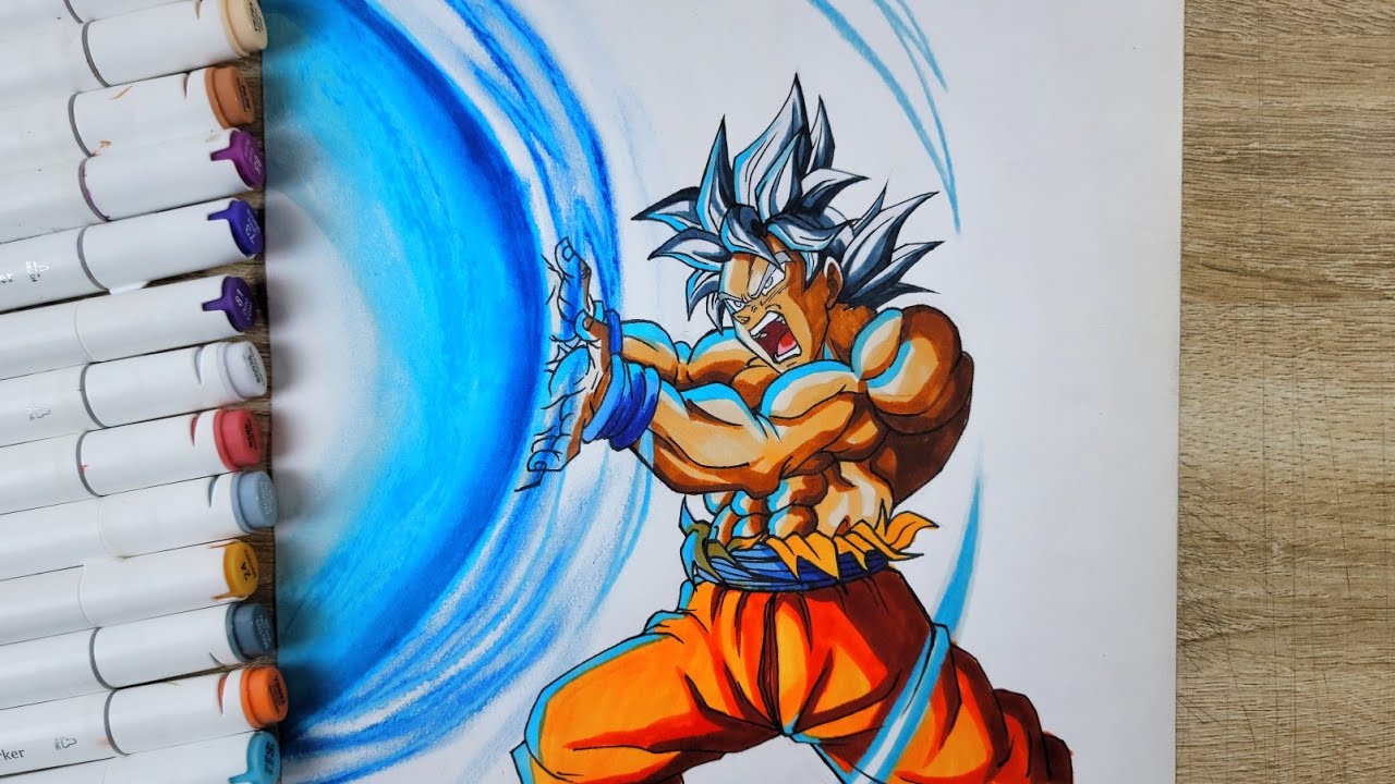 How to Draw Goku MUI kamehameha [ Dragonball Super ] - YouTube