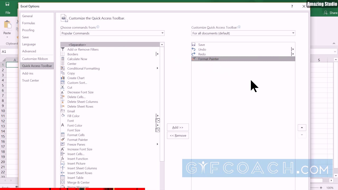 How to rearrange buttons on the Excel Quick Access Toolbar - YouTube
