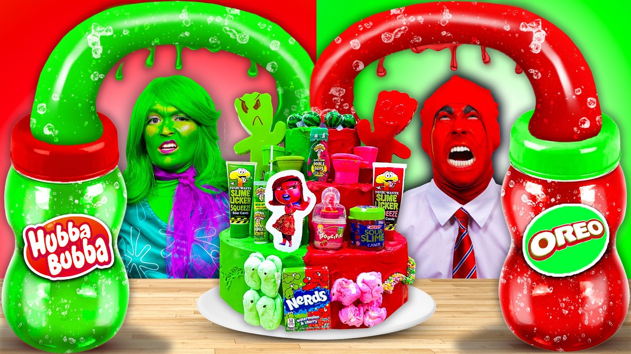 INSIDE OUT RED VS GREEN CAKE DECORATING CHALLENGE | DISGUST VS ANGER ...