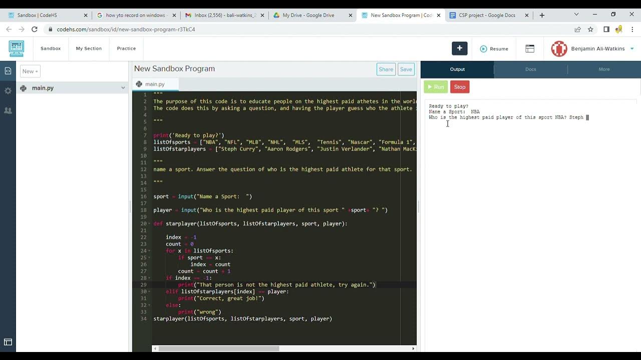 AP CSP Create Task Project - YouTube