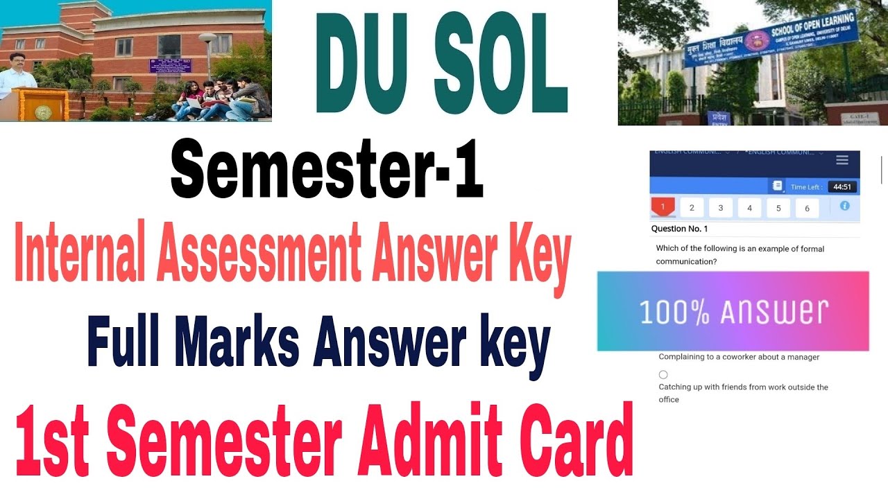 DU Sol Semester-1 Internal Assessment/ Marks not show du sol Semester-1 Admit Card - YouTube