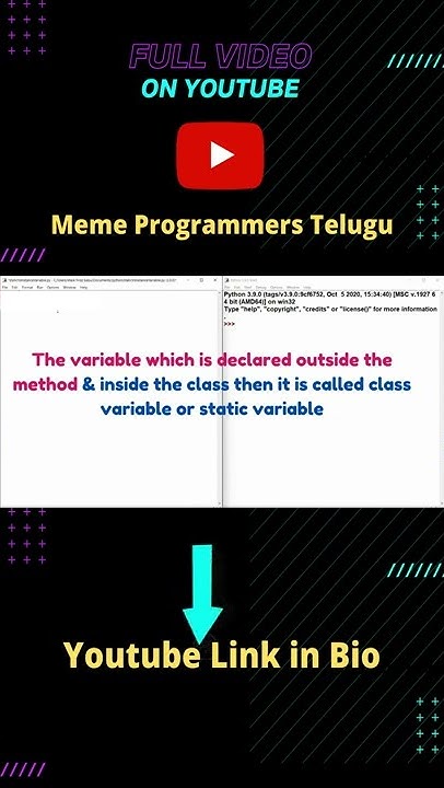 Instance Variable Vs Class Variable In Python Pythonoops Telugucoding Youtube