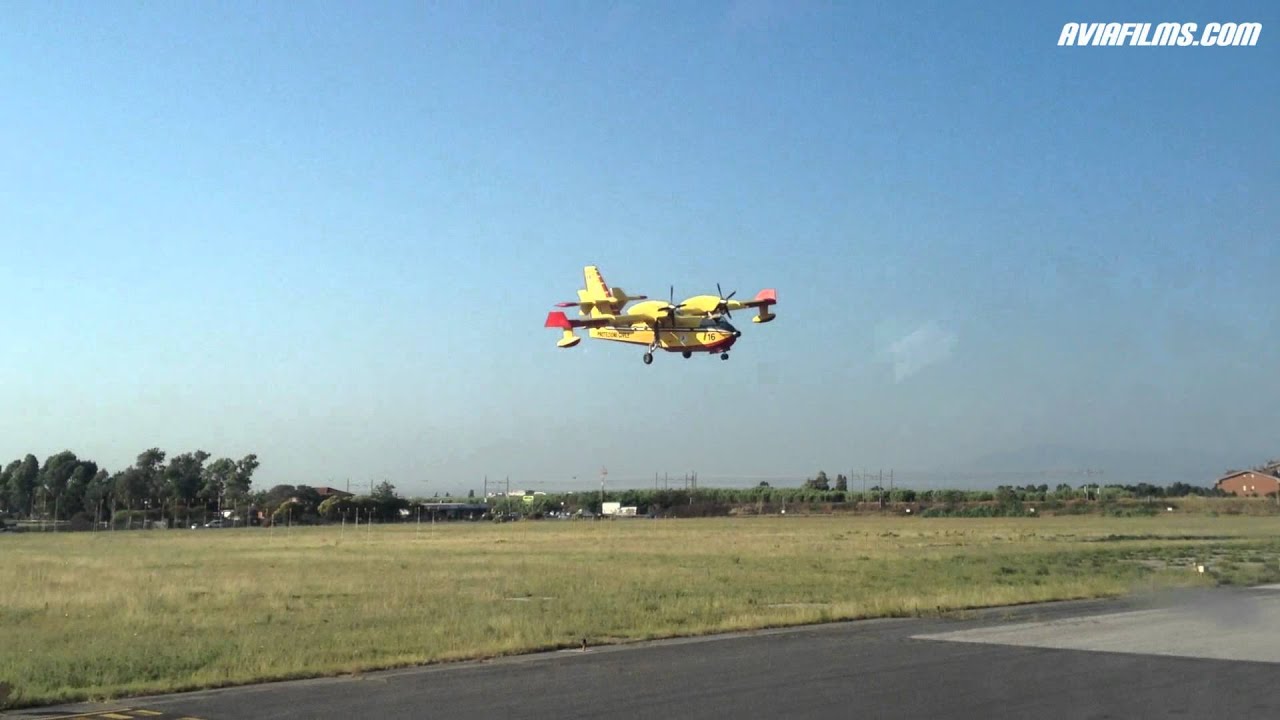 Canadair CL-215 (CL-415) Water Bomber landing - YouTube