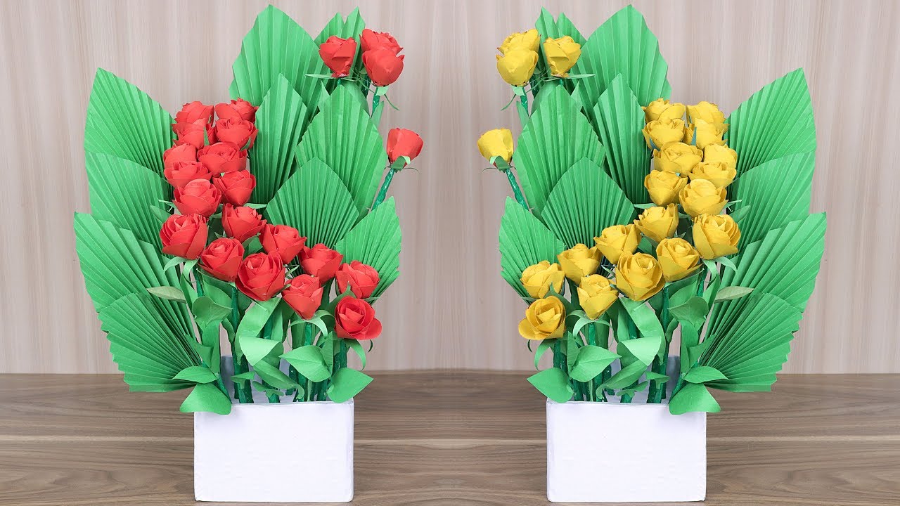 Try this Paper Craft Idea to Decorate your home || DIY Paper Flower ...