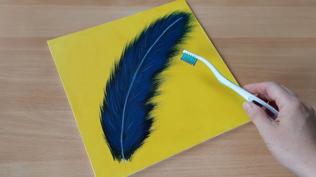 Feather drawing 2/4 | Feather painting with toothbrush for Beginners ...