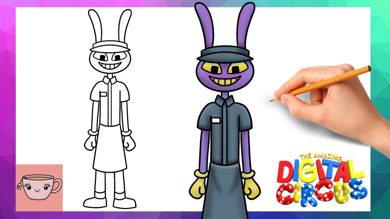 How To Draw Jax in Fast Food Uniform from The Amazing Digital Circus ...