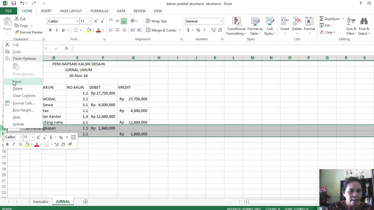 vidio tutorial jurnal dan buku besar pada ms excell - YouTube