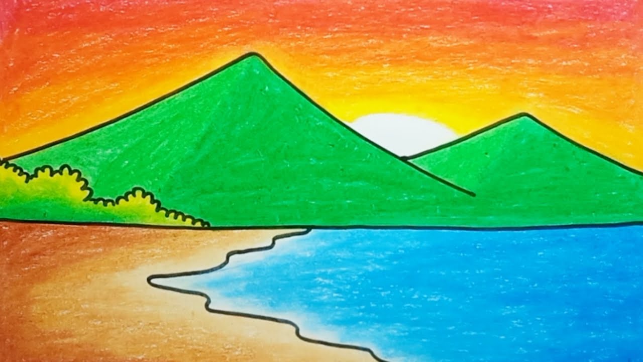 How To Draw Beach Scenery Beautiful Step By Step |Drawing A Beach ...