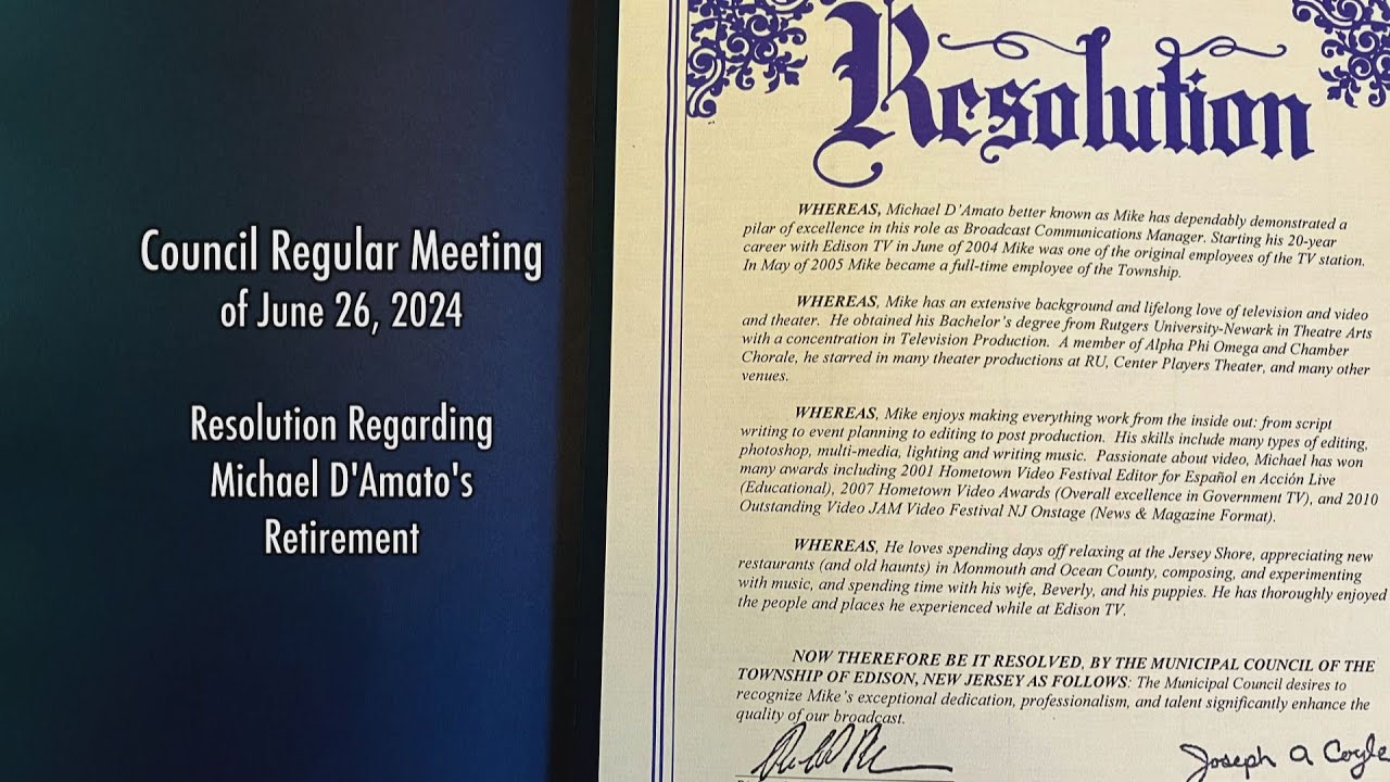 Council Resolution for Twenty Years of Service - YouTube