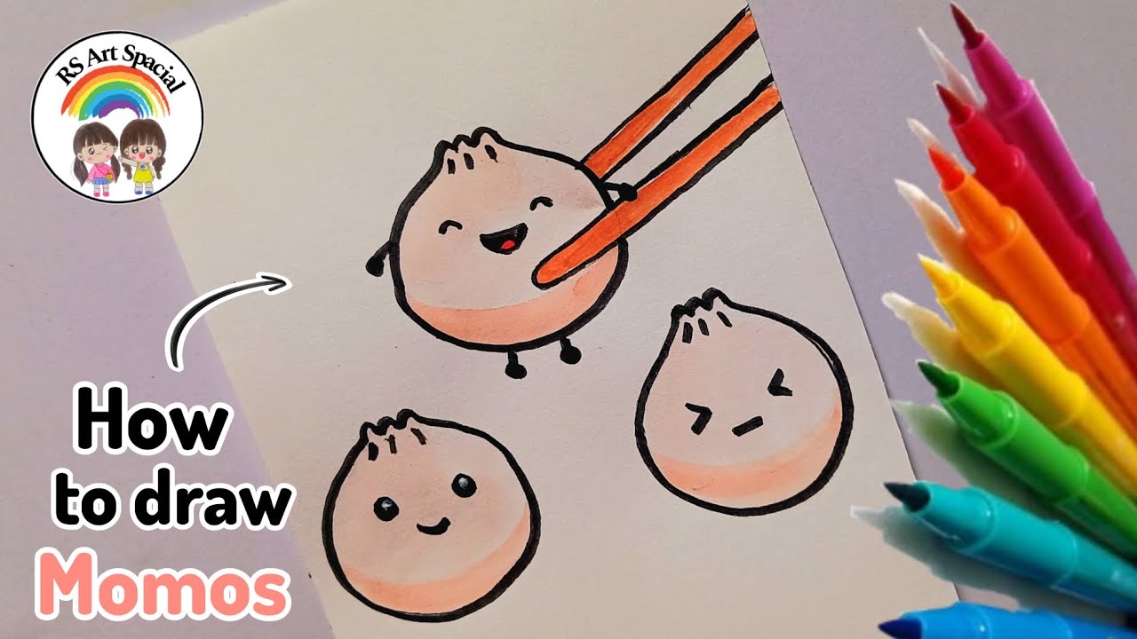 How to draw Momos | fast food Momos | Painting🎨 - YouTube