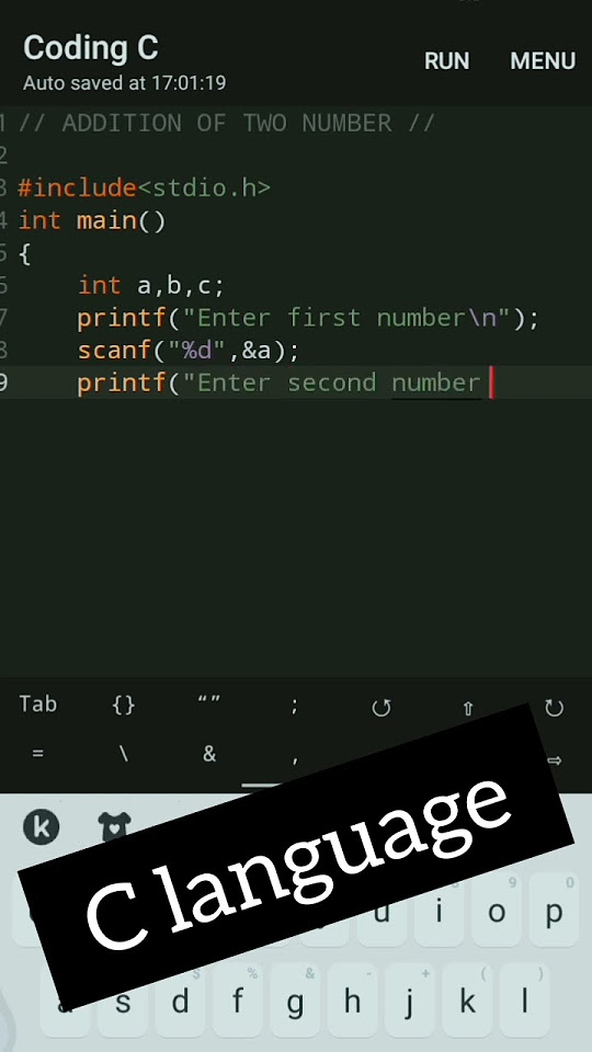 [Addition of two number] using 👉C language #basic #shortsfeed #coding #programminglanguage # ...
