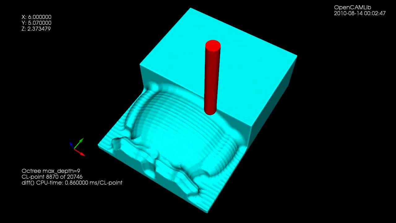 OpenCAMLib machining simulation - YouTube