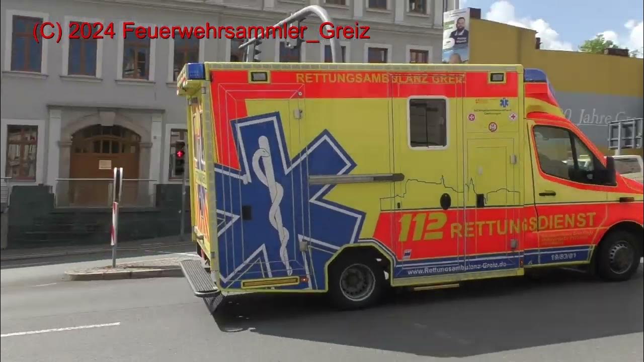 RTW 1 Rettungsambulanz Greiz GmbH + RTW 2 DRK KV Gera Stadt e V RW Gera - YouTube
