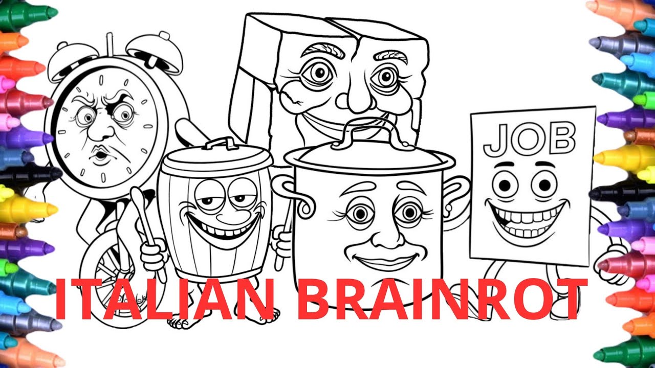 Italian Brainrot New Coloring Pages : How to Color Brainrot Memes : NCS ...