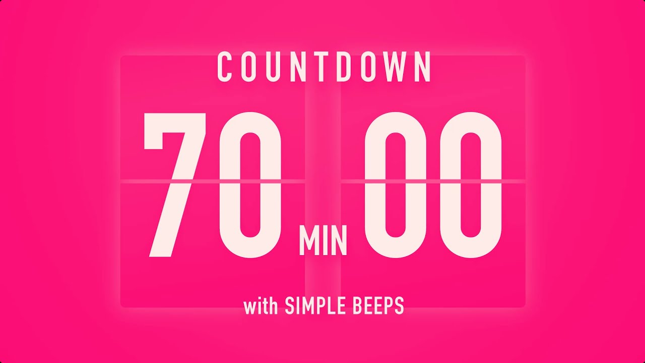 70 Minute Countdown Timer 💓 Flip Clock with Vibration Beeps - YouTube