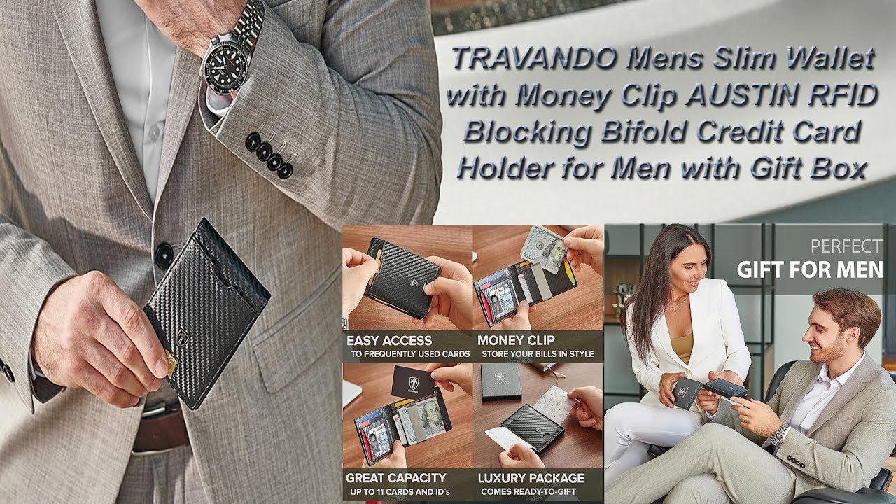 TRAVANDO Mens Slim Wallet with Money Clip AUSTIN RFID Blocking Bifold ...