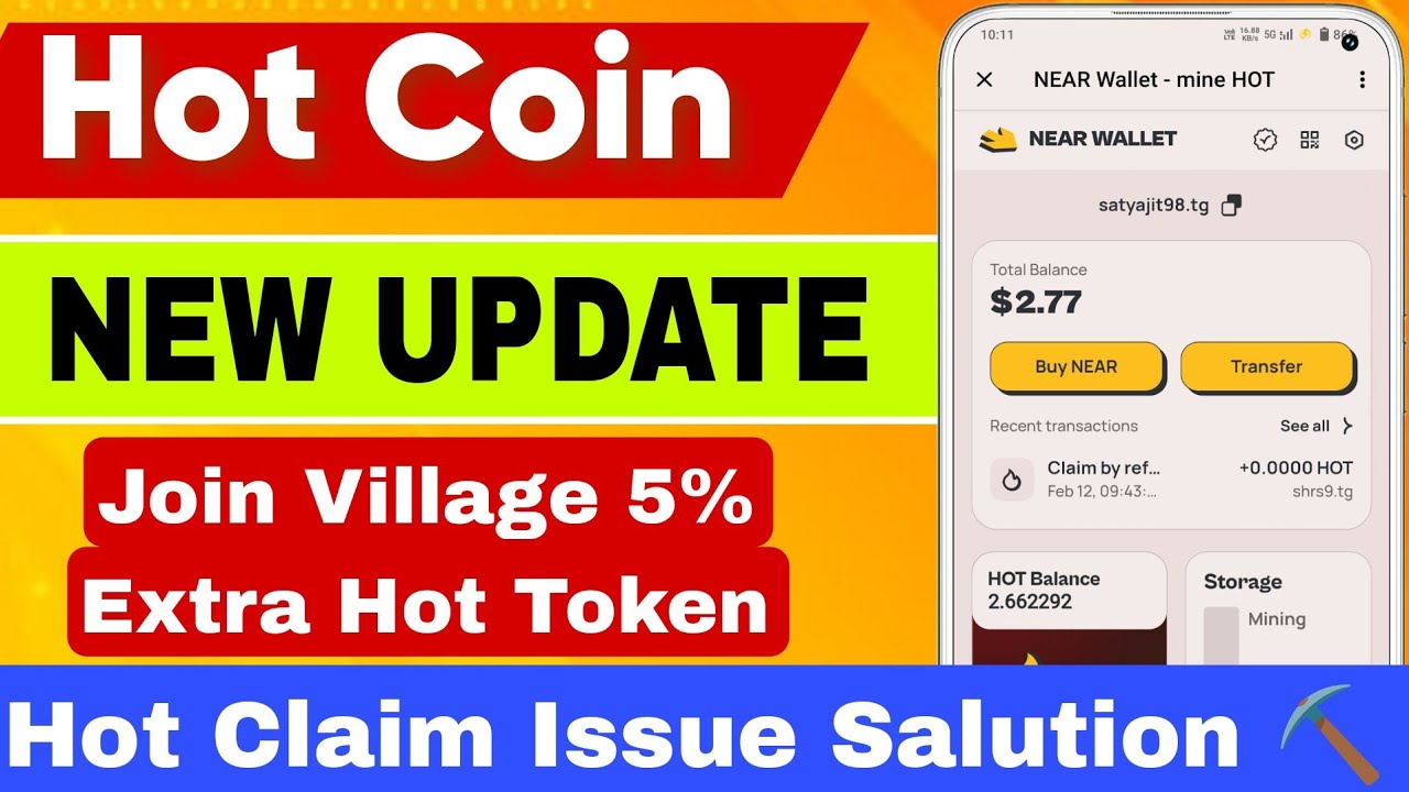 Hot Coin new new update Join Village Get 5% Extra hot coin|| Hot Claim ...