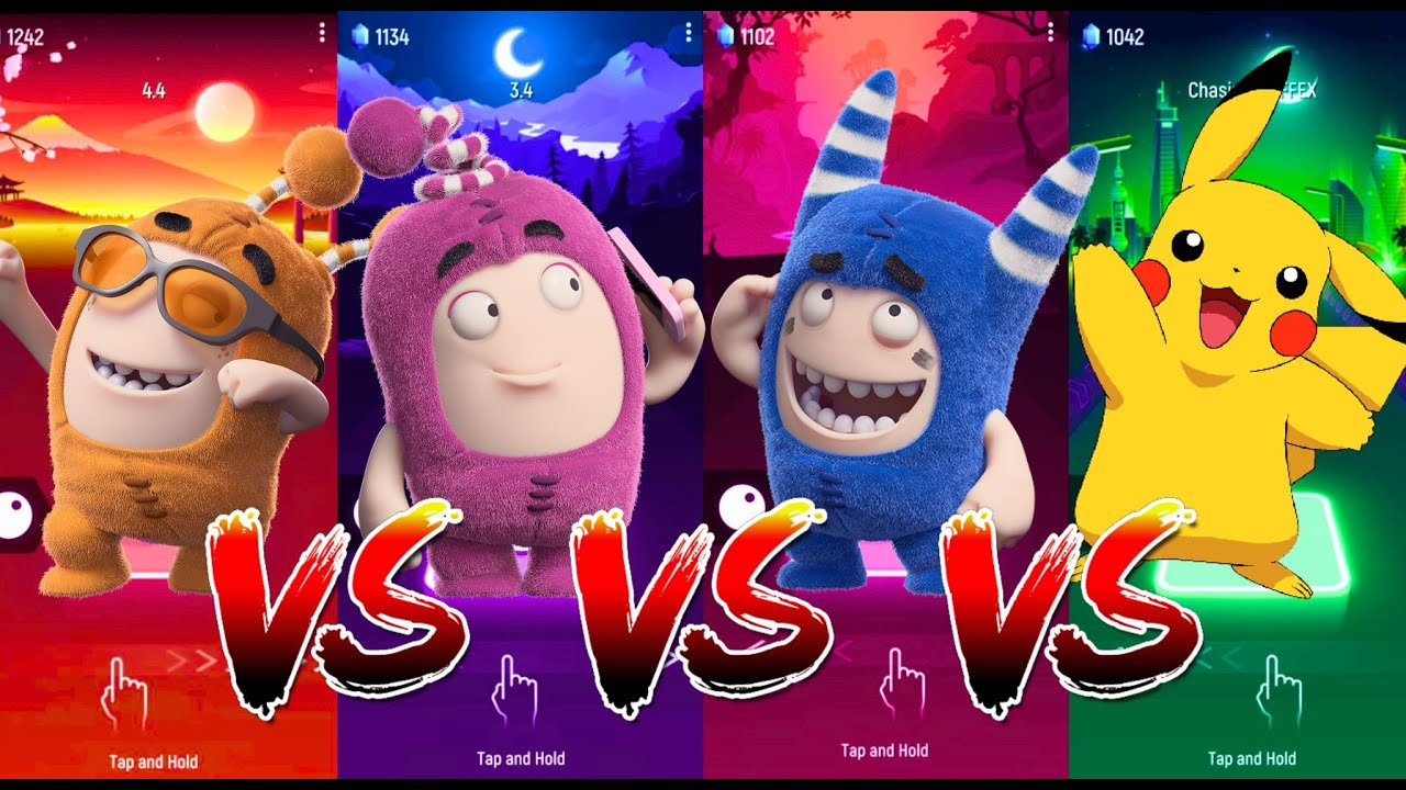 ODDBODS SLICK 🆚 ODDBODS NEWT 🆚 ODDBODS POGO 🆚 PIKACHU | Tiles Hop ...