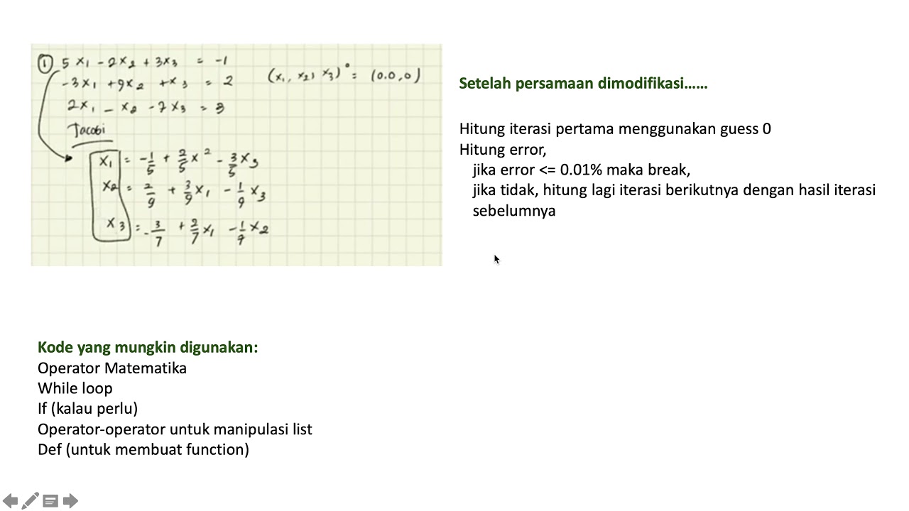 Algoritma Metode Jacobi untuk penyelesaian sistem persamaan - YouTube