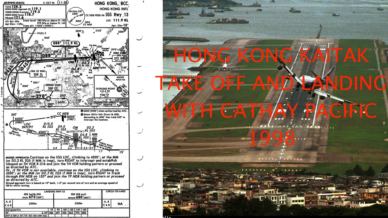 Take off and landing at Hong Kong Kai Tak airport VHHH IGS 13 - YouTube