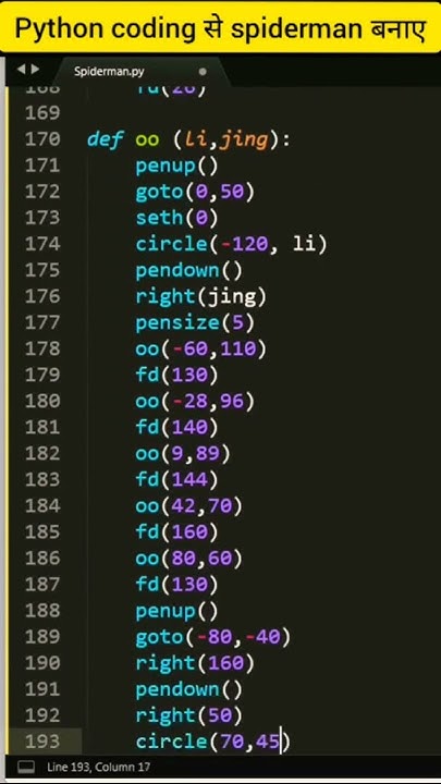 Create a Spiderman using python programming coding #python #cooking #programming #spiderman ...