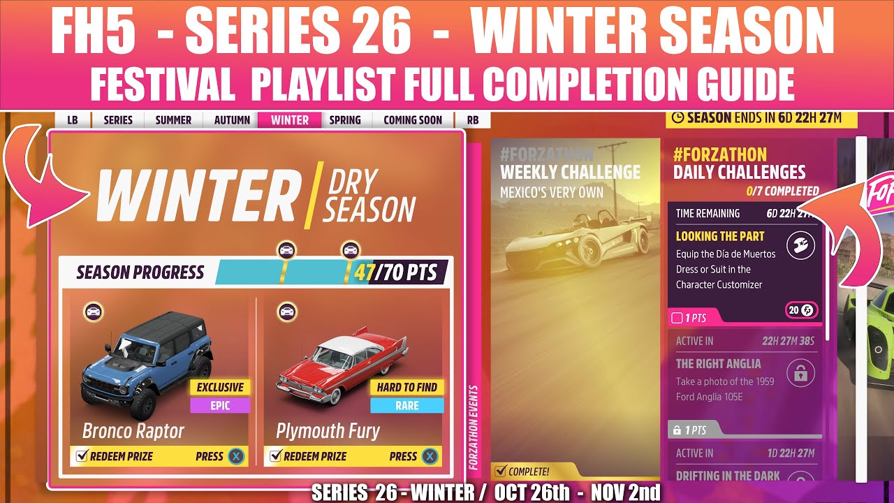 FH5 SERIES 26 WINTER PLAYLIST FULL COMPLETION HOW TO FH5 WINTER 26 PR ...