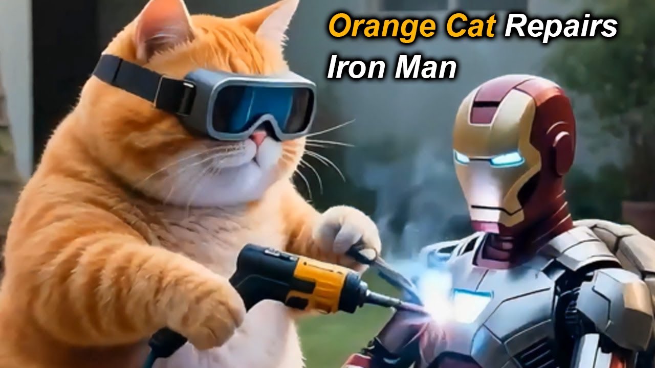 Orange Cat with Superheroes - YouTube