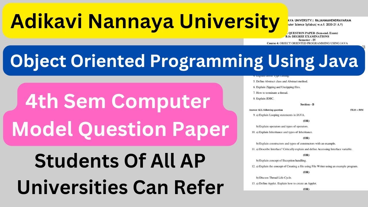 Degree 4th sem computer paper 4 model question paper #object_oriented_programming #java model ...