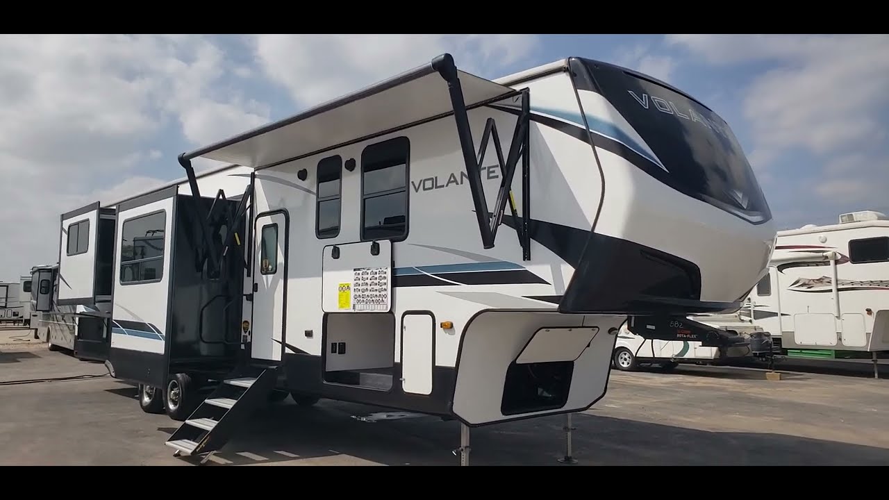 New 2022 Volante 3880MK Rear Kitchen Fifth Wheel - YouTube