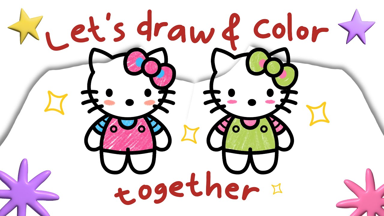 HOW TO DRAW TWINS HELLO KITTY | Draw & Color Hello Kitty | Kids ...