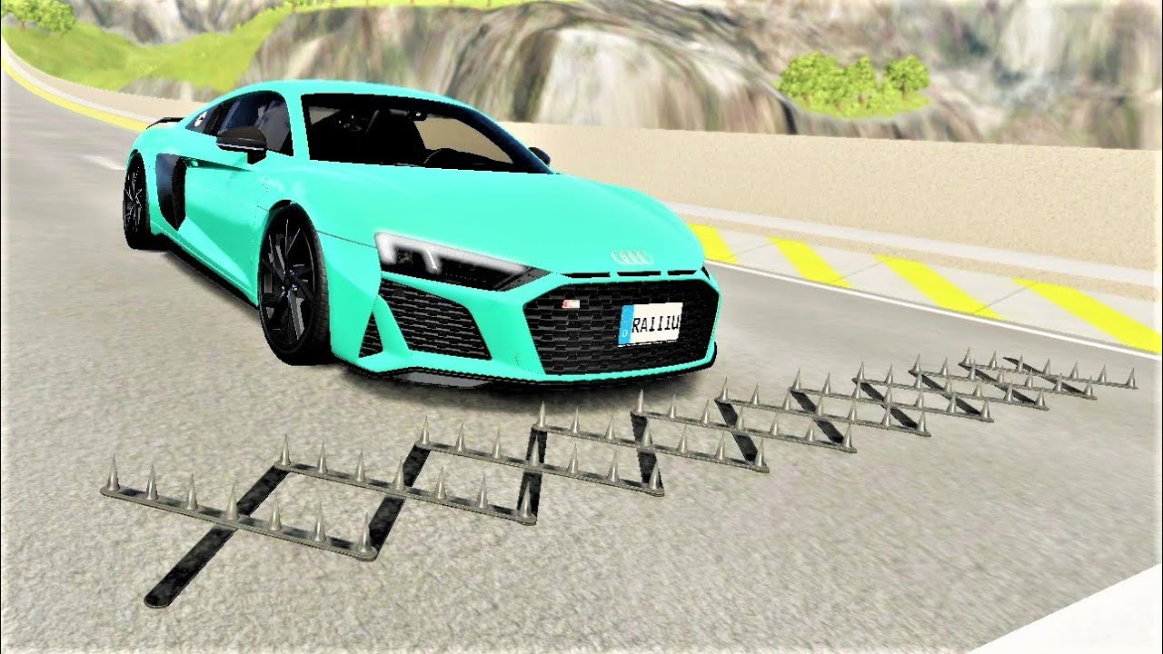 Big Ramp Jumps With Spike Strip - BeamNG.drive | Mixer - YouTube