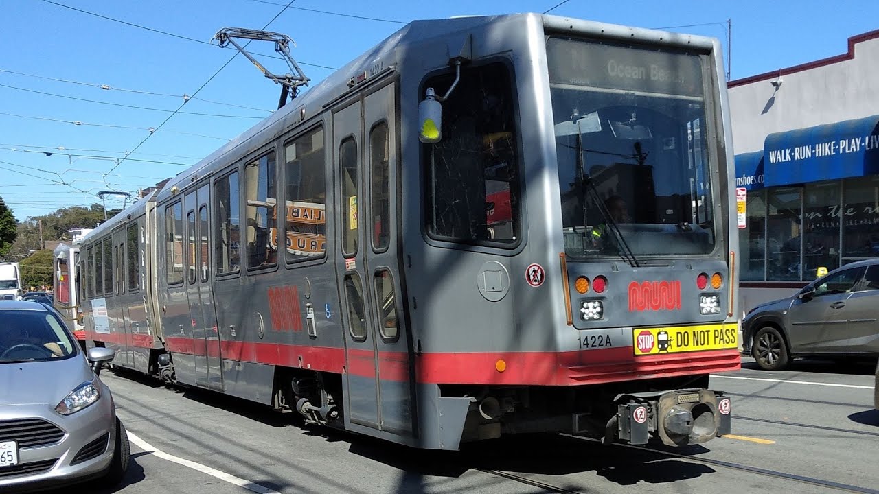 SF Muni 1996-1997 Breda LRV2 1422 on Route N Judah - 2-Car Breda Train ...