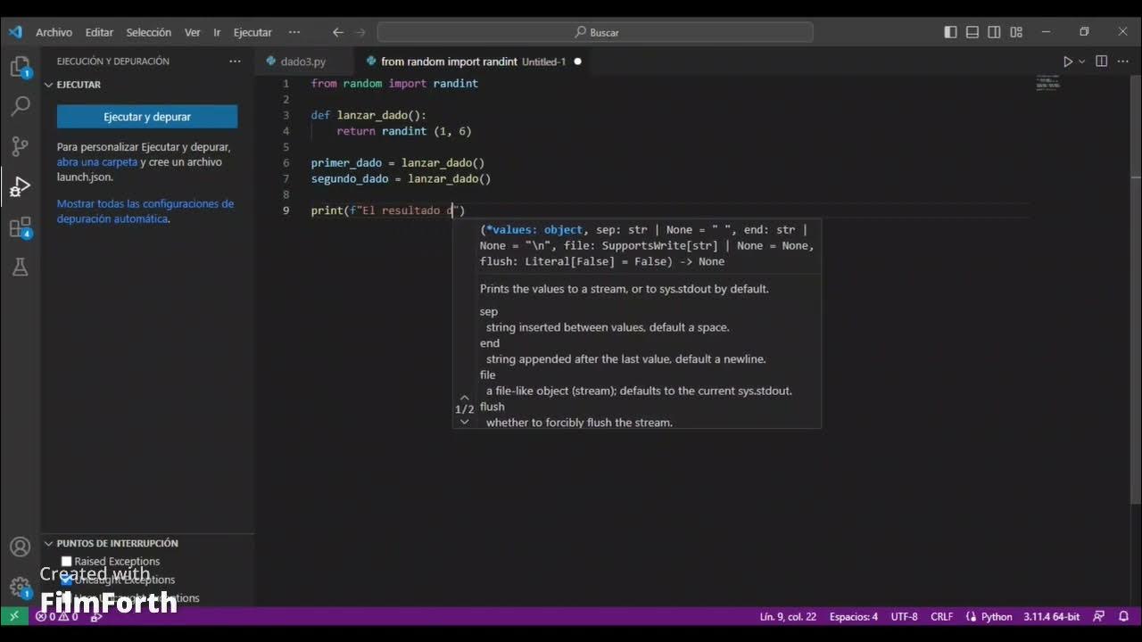 Simulación de dado en python - YouTube