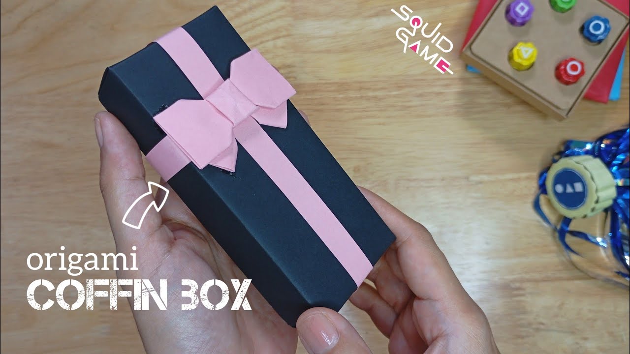 DIY paper Coffin box from Squid Game 🎀⬛⚰️ | Origami rectangle chocolate ...