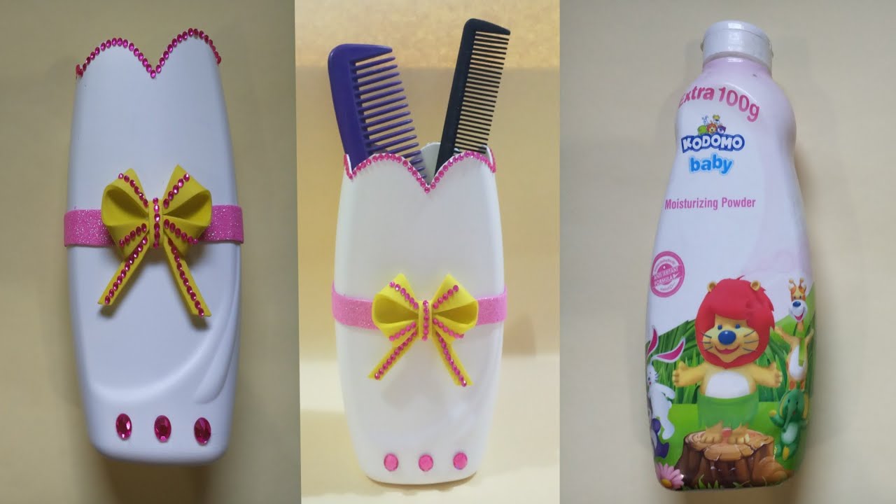 Ide Kreatif Dari Botol Bedak Bayi || DIY Botol Bekas - YouTube