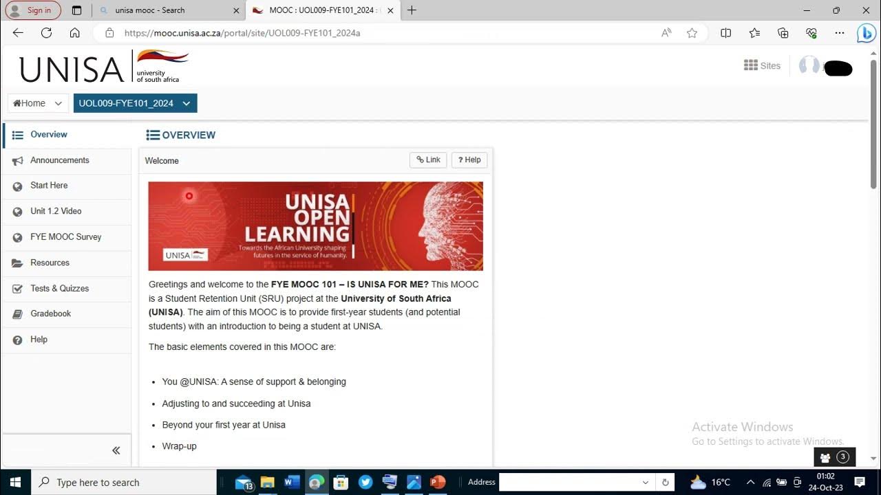 UNISA MOOC TEST & Accepting Offer 2023 - YouTube