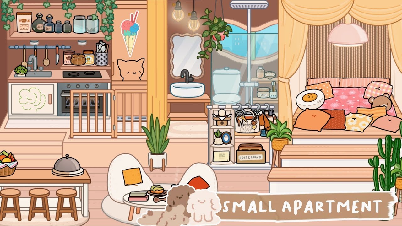 Toca Life World : SMALL AESTHETIC APARTMENT IN ONE ROOM DESIGN🍑🌿 | TOCA ...