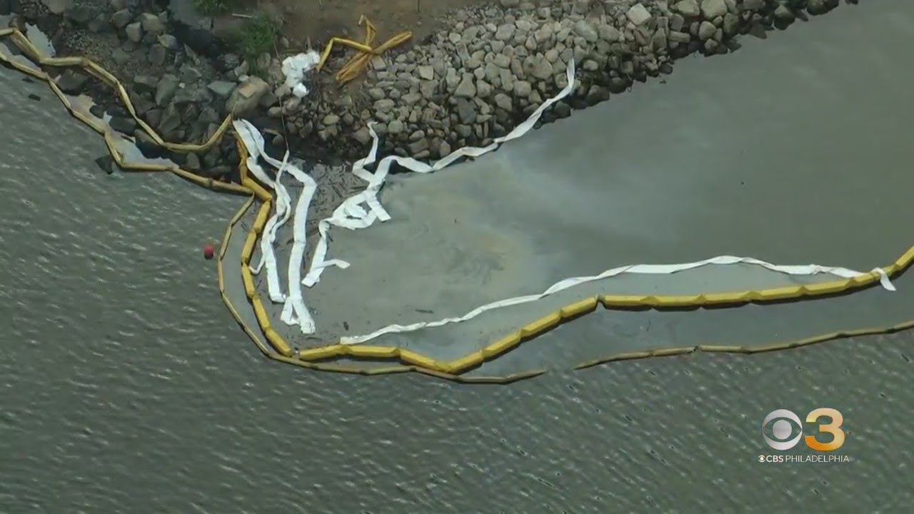 Oil sheen in Delaware River may have come from nearby sewer - YouTube