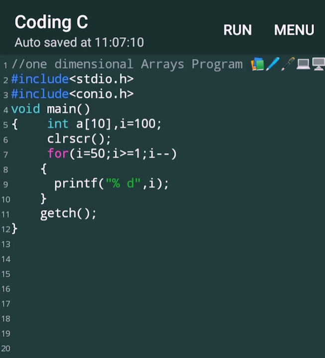 One Dimensional Array In C Language Clanguage Cprogramming Coding Quick5842 Youtube