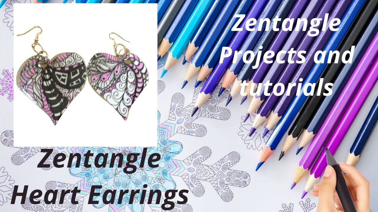 zentangle project - heart earrings - YouTube