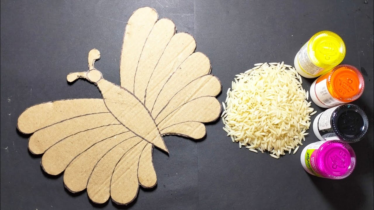 Unique Butterfly Well Hanging Craft Using Rice / Home Decoration Ideas ...